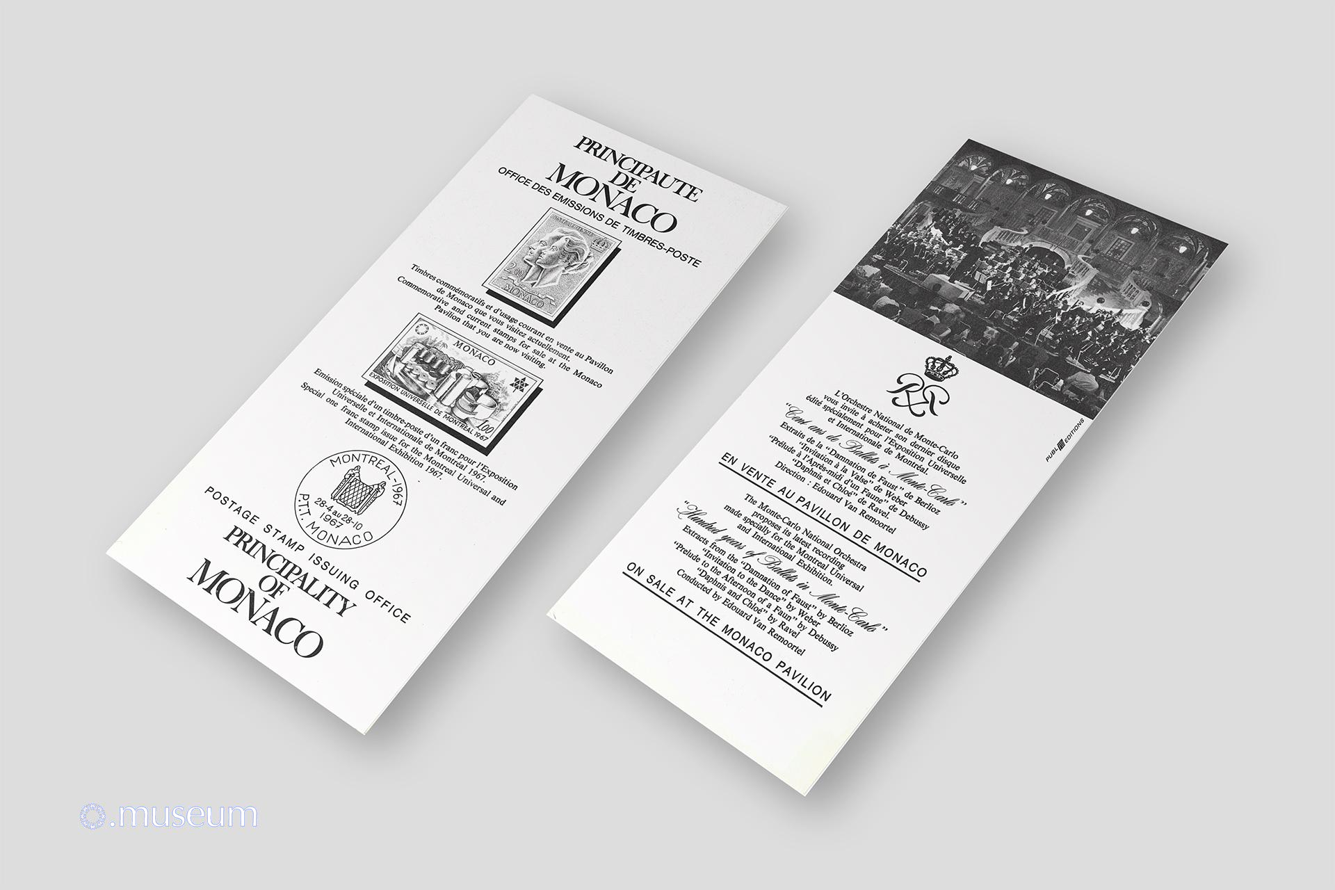 MONACO — Flyer “Monaco Postage Stamp Issuing Office” → Expo67.museum